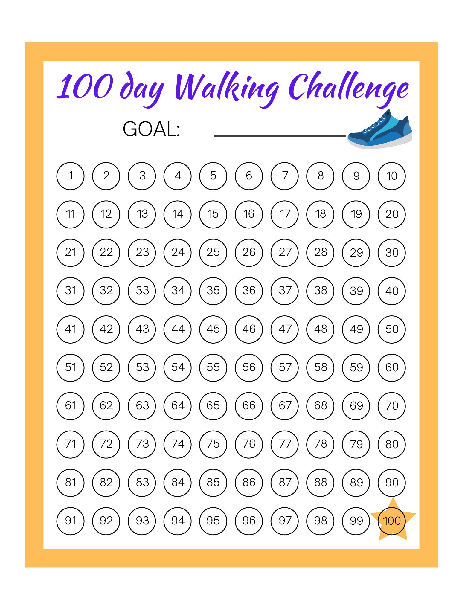 Run Walk Fitness Tracker and 100 Day Challenges- Printables - Etsy
