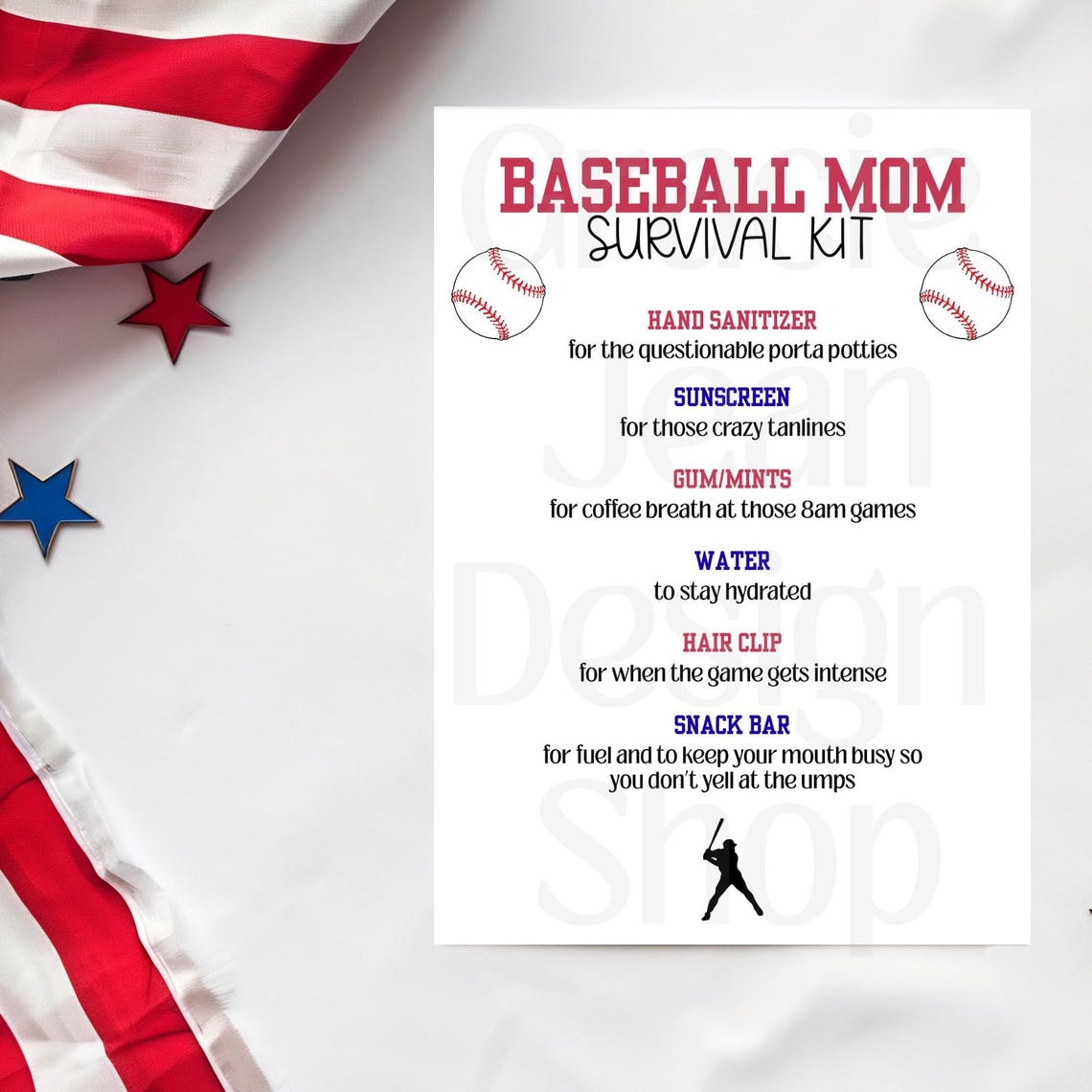 Baseball Mom Survival Kit Tags 5x7 Pdf, Gift for Mom, INSTANT DOWNLOAD ...