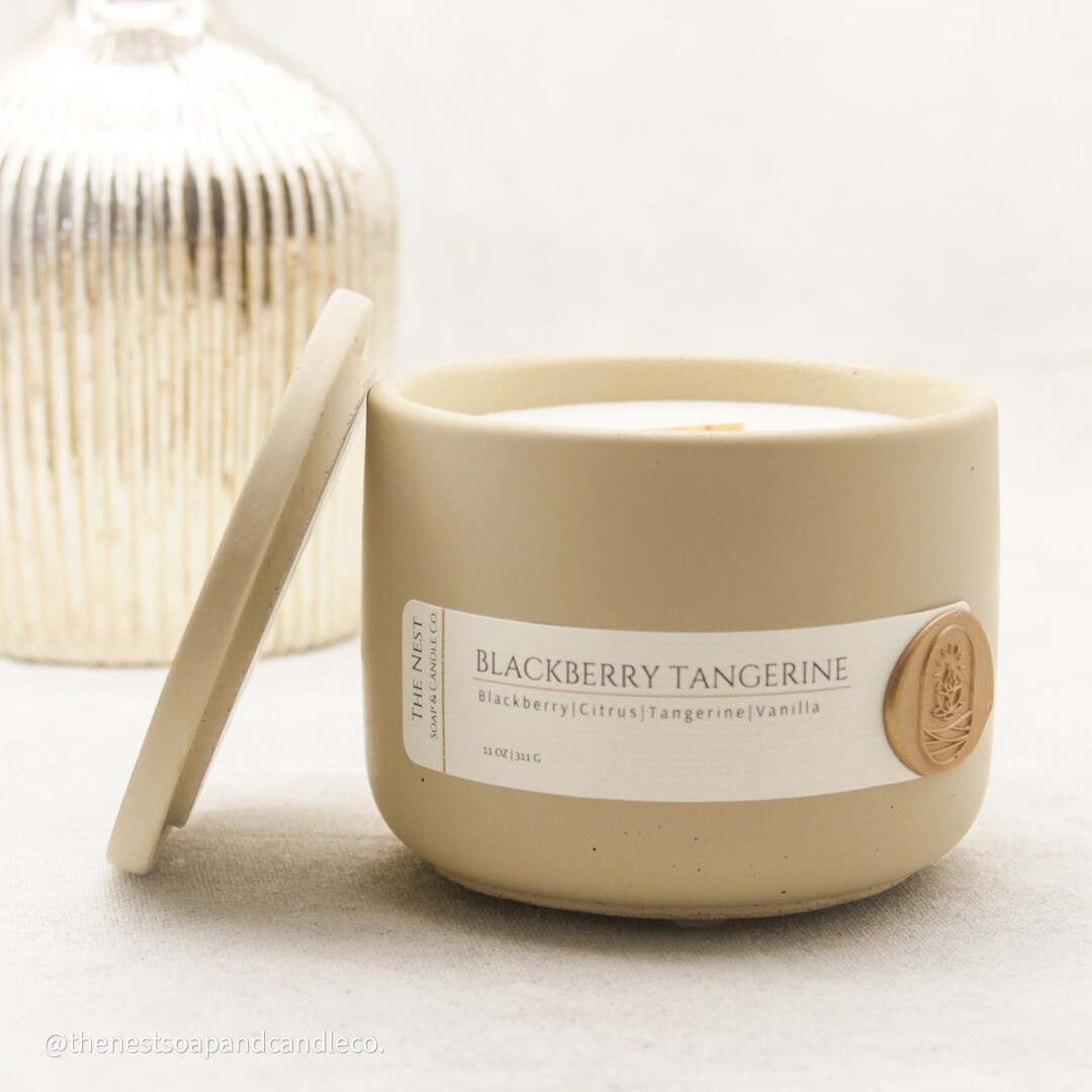 Blackberry Tangerine Concrete Candle - Etsy