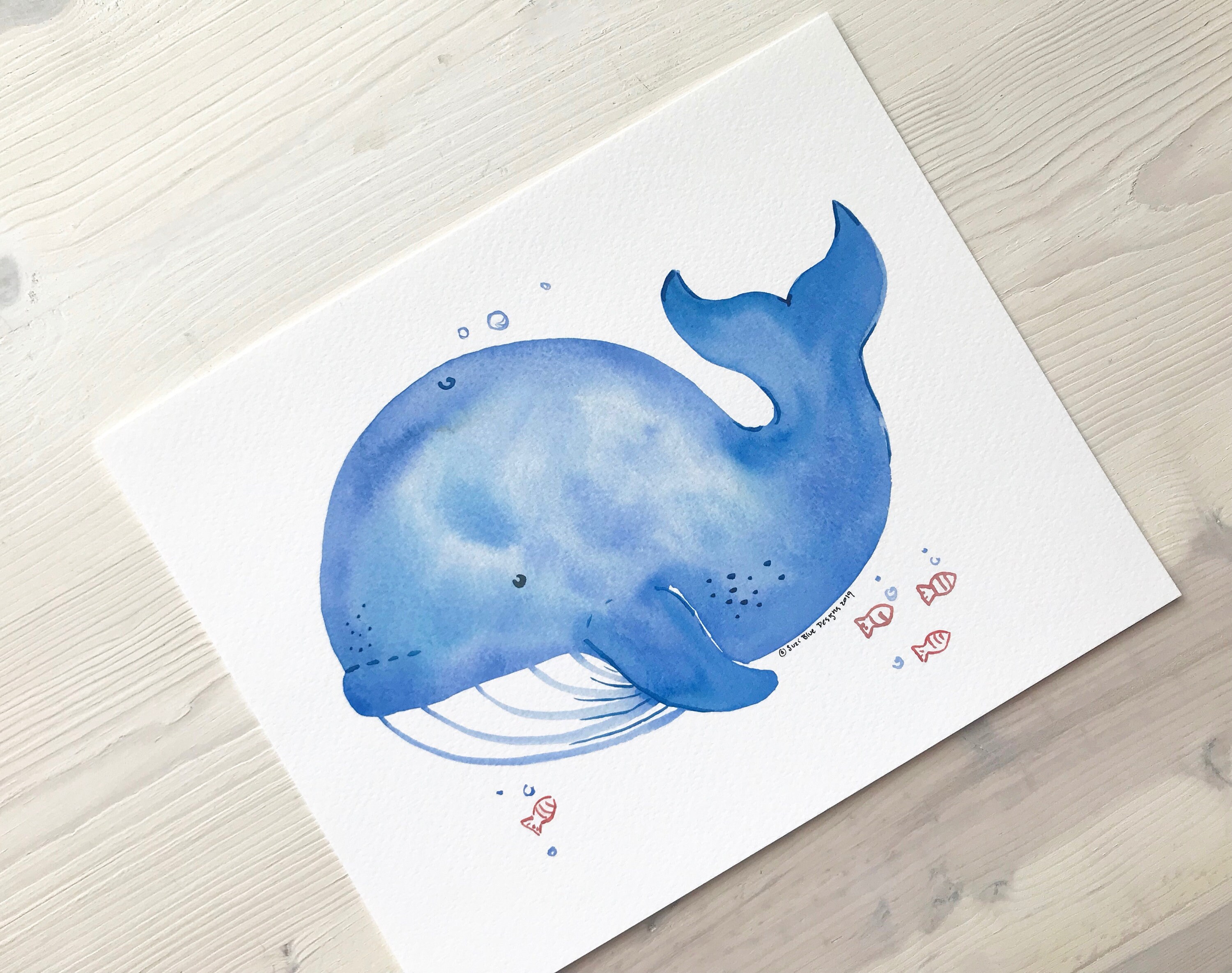 Bright Whale and Sailboat Watercolor Nautical Decor Nautical - Etsy