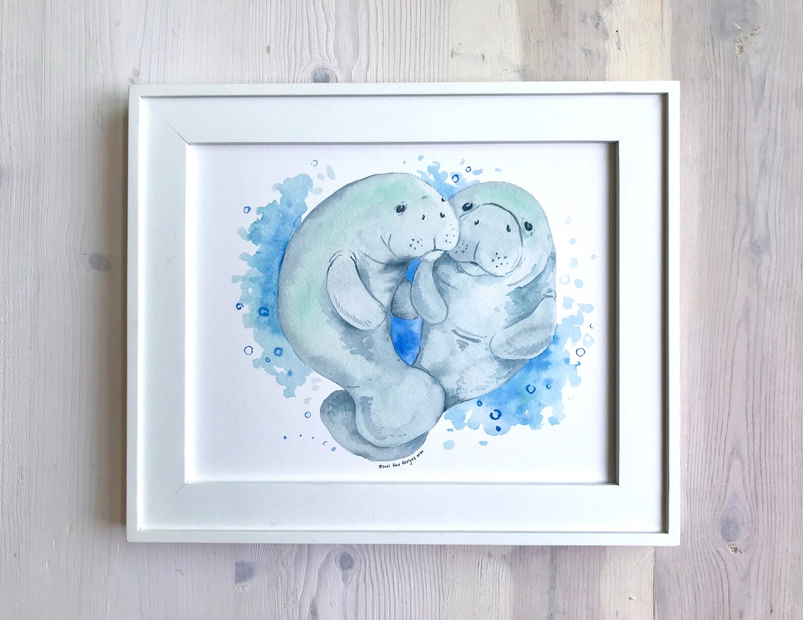Manatee Watercolor, Two Manatees, Manatee Art, Manatee Wall Art ...