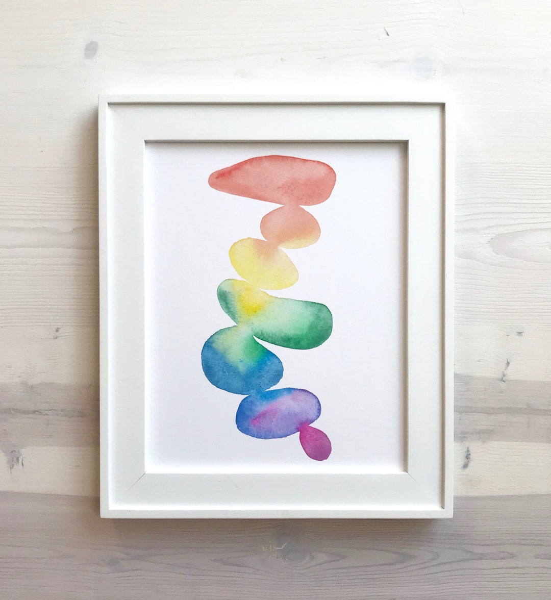 Rainbow Watercolor Original Watercolor Rainbow Art Print Contemporary ...