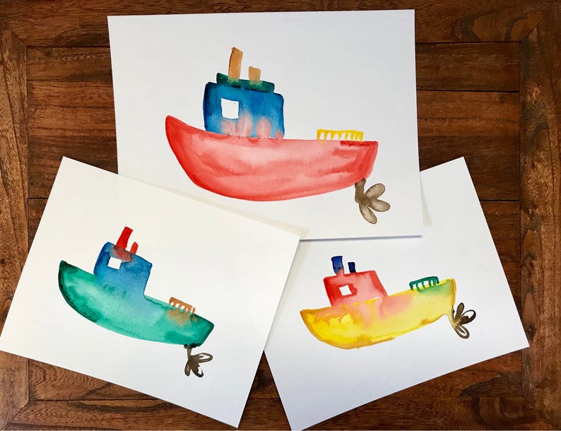 Nautical Boat Original Watercolor Nautical Decor Beach Decor Ocean Art ...