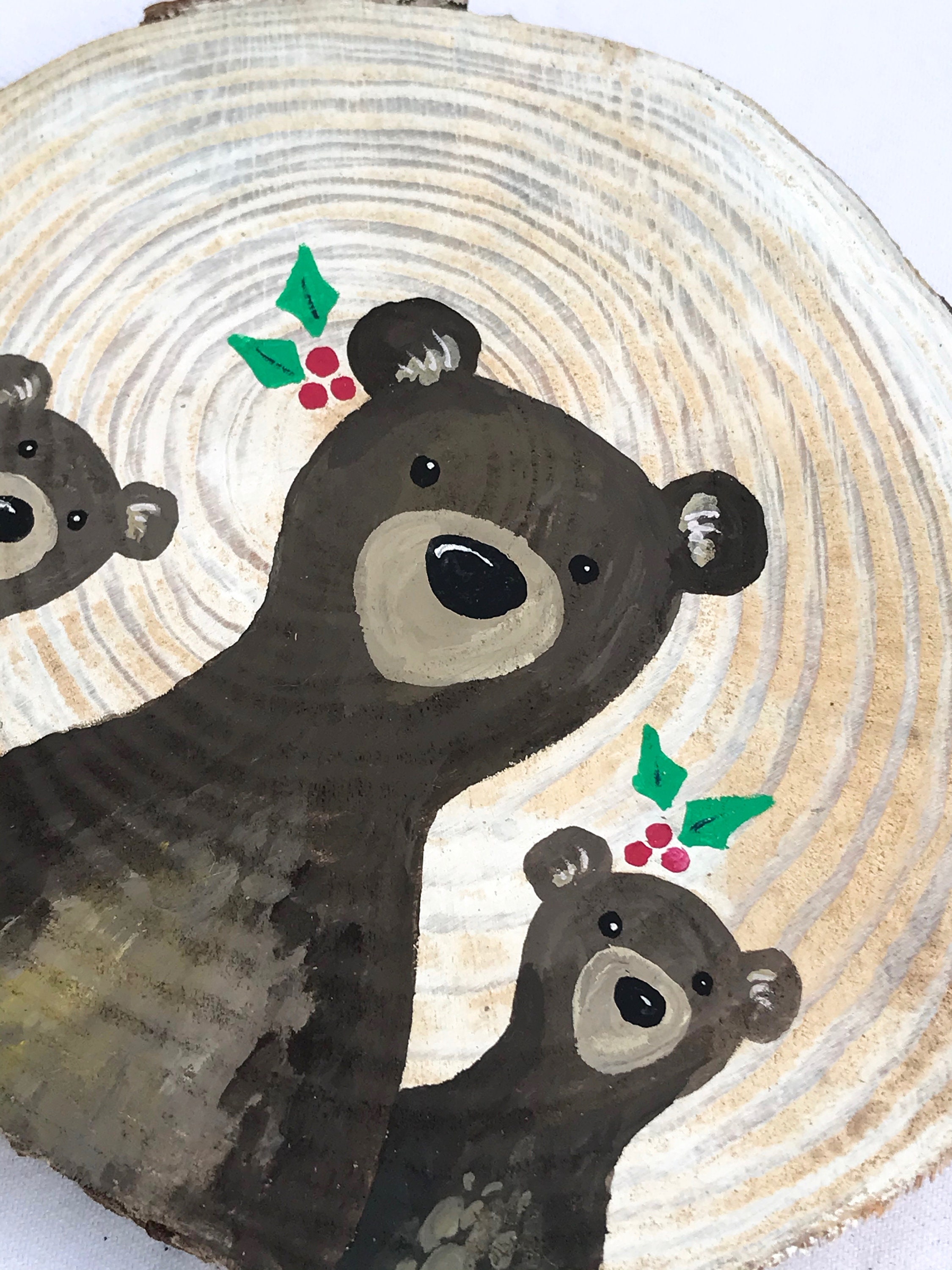 Christmas Bear Painting Christmas Decorations Mantle | Etsy