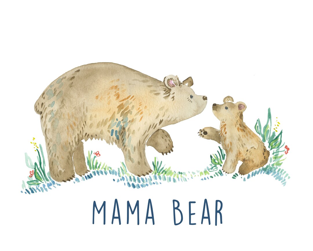 Mama and Baby Bear Watercolor Print Woodland Nursery, Mother's Day ...