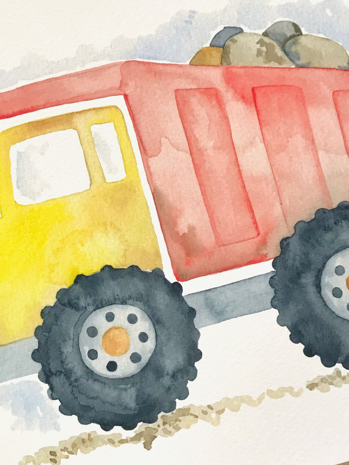 Dump Truck Watercolor Print Construction Nursery Wall Art - Etsy