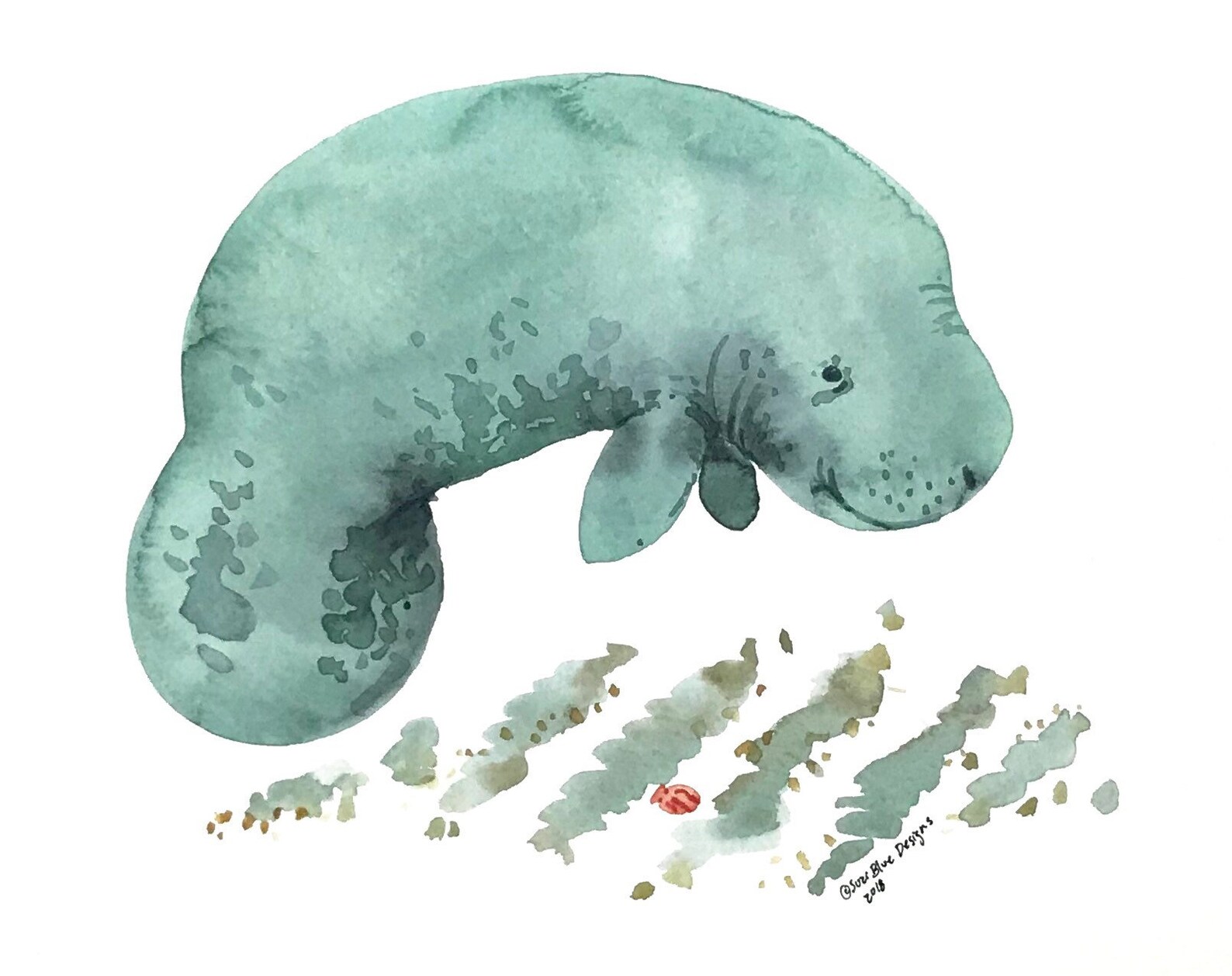 Manatee Watercolor Painting Fine Art Print Beach Decor Ocean Creatures ...