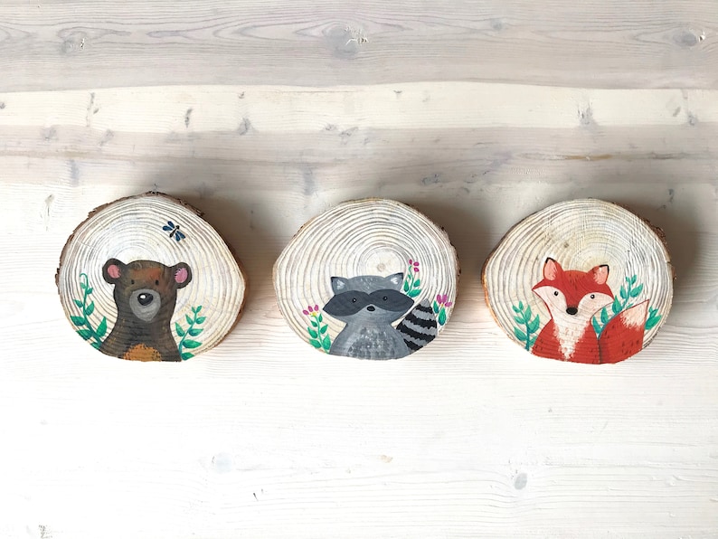Woodland Animal Paintings, Painting on Wood, Woodland Nursery, Nursery ...