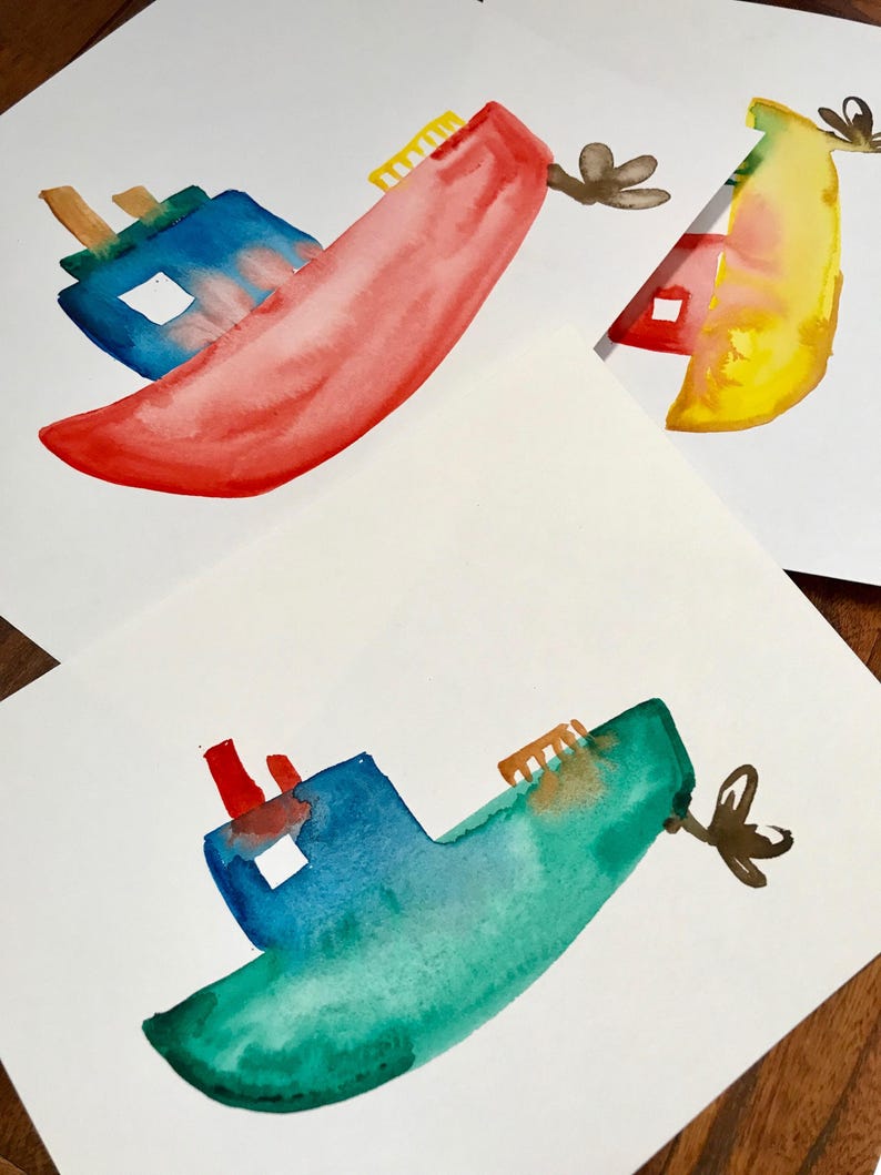 Nautical Boat Original Watercolor Nautical Decor Beach Decor Ocean Art ...