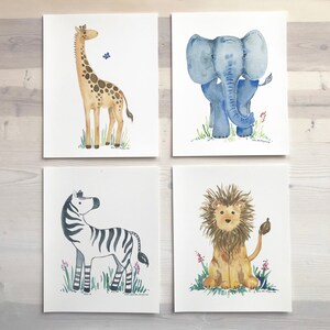 Safari Animal Watercolor Print Set Safari Nursery Decor Zoo Animals ...
