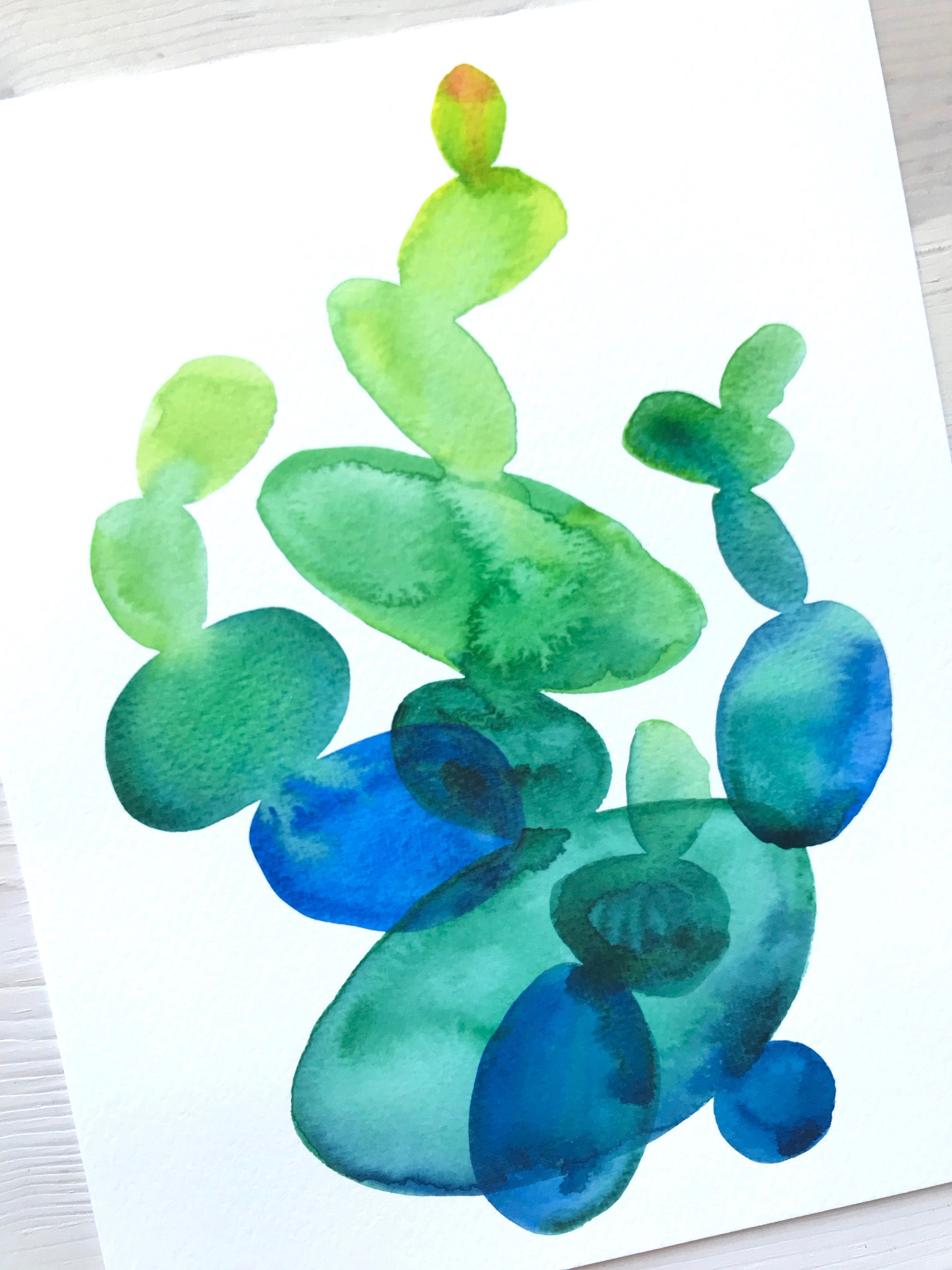 Sea Glass Abstract Watercolor Abstract Print Watercolor Print | Etsy