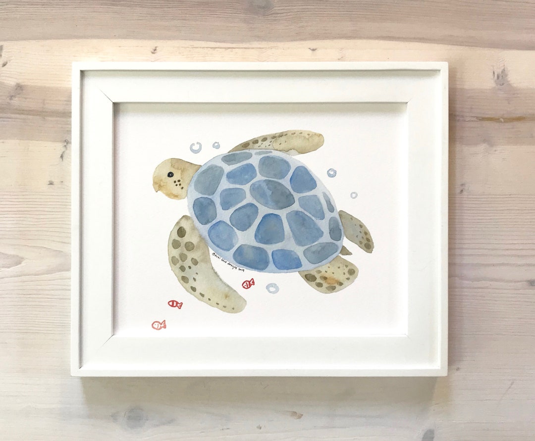 Sea Turtle Watercolor, Nursery Decor, Nautical Nursery Decor, Bathroom ...