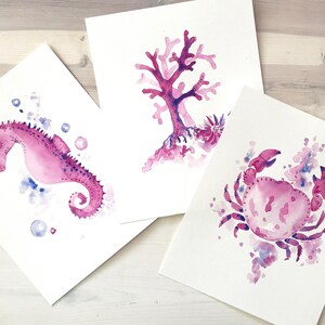 Nautical Original Watercolor Series Under the Sea Nautical Decor Beach ...
