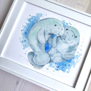 Manatee Digital Art Print, Printable Art, Manatee Print, Nautical Print ...