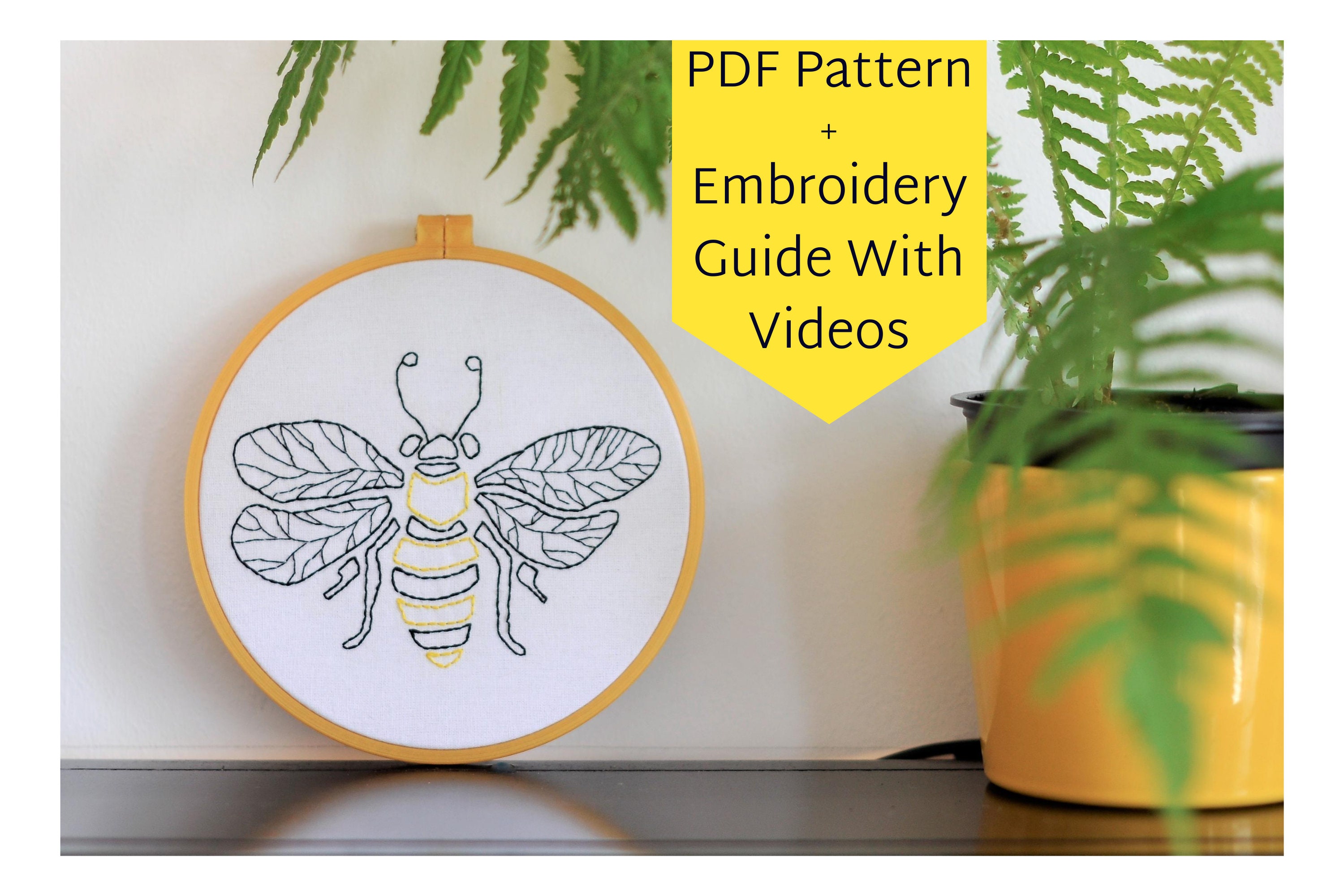 Honey Bee Embroidery Pattern, Printable PDF File With Learn to ...