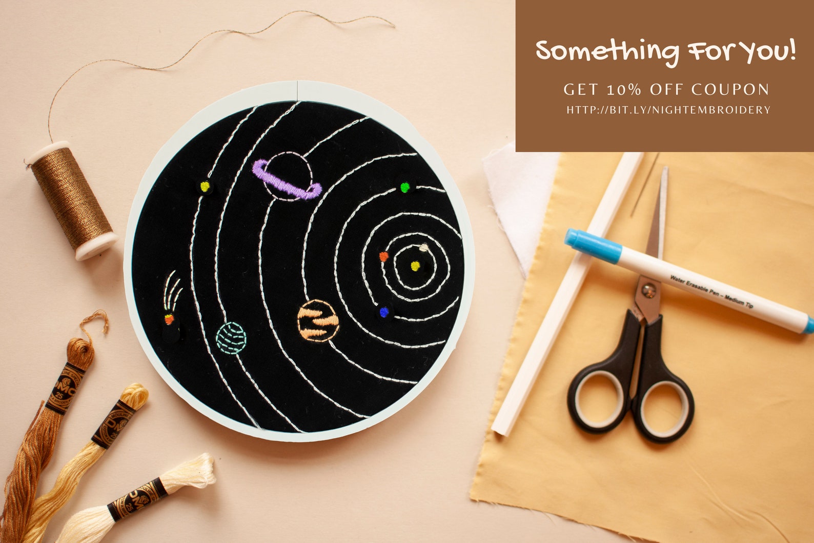 Solar System Embroidery Pattern, Outer Space Printable PDF File With ...