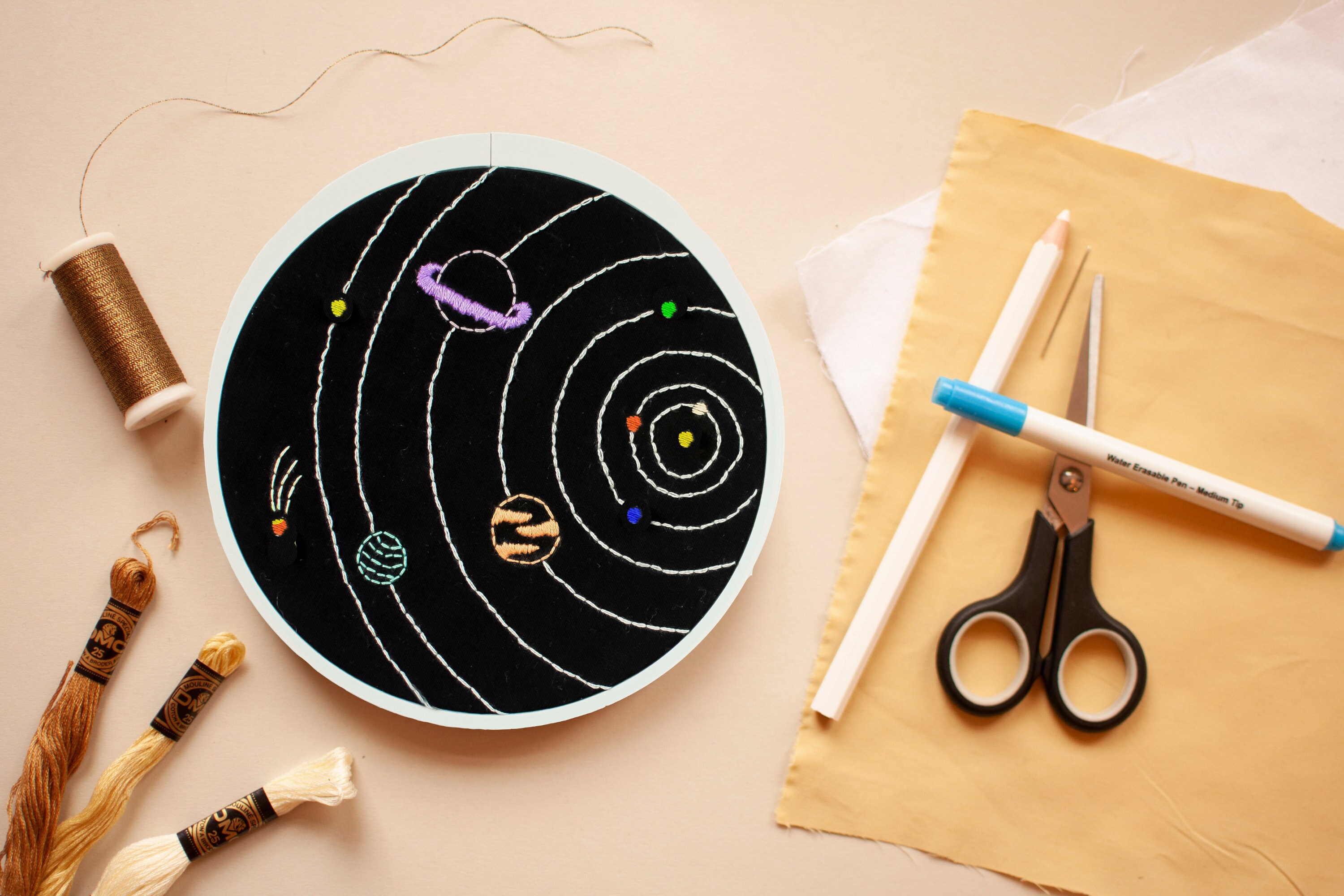 Solar System Embroidery Pattern, Outer Space Printable PDF File With ...