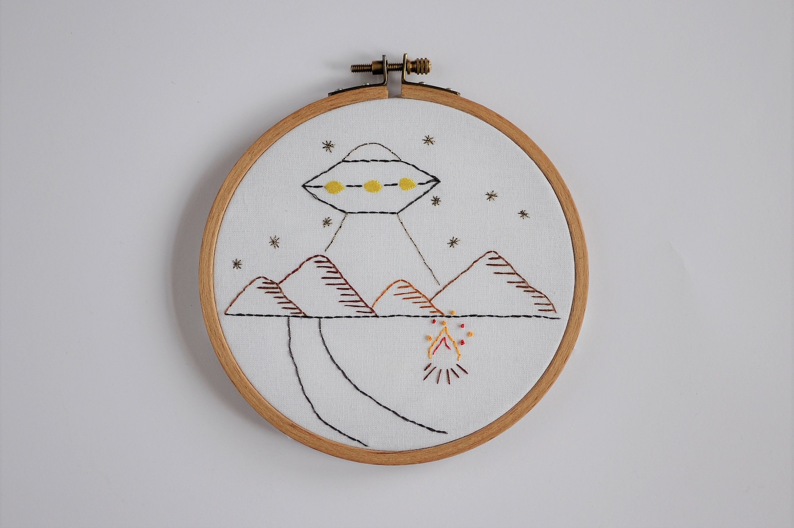 Alien UFO and Campfire Embroidery Pattern, Learn to Embroider Printable ...