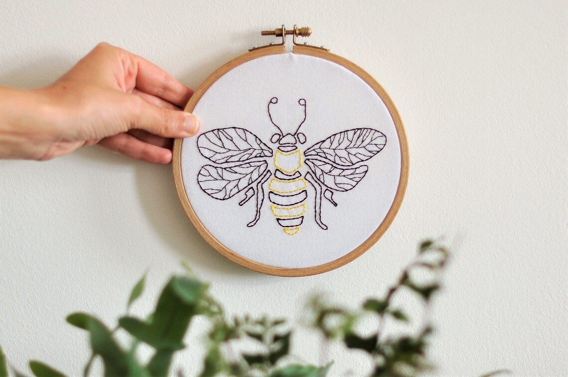 Honey Bee Embroidery Pattern Printable PDF File With Learn to - Etsy