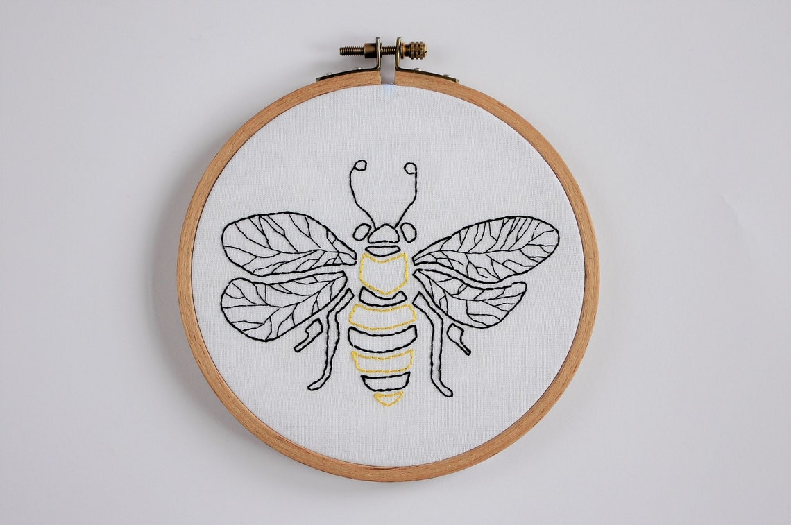 Honey Bee Embroidery Pattern Printable PDF File With Learn to - Etsy