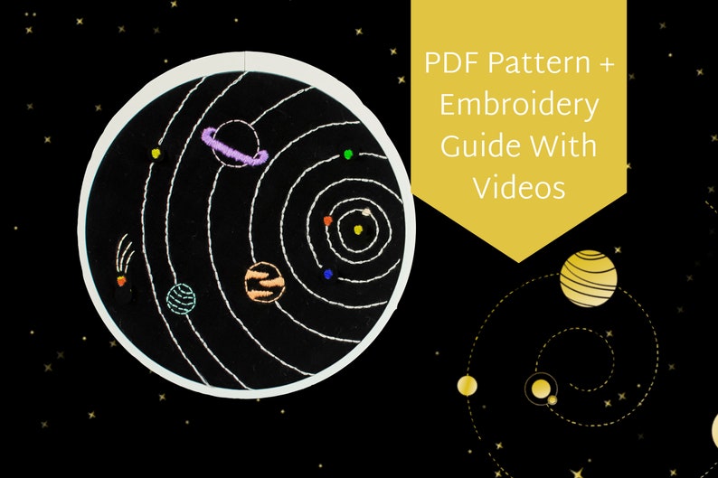 Solar System Embroidery Pattern, Outer Space Printable PDF File With ...