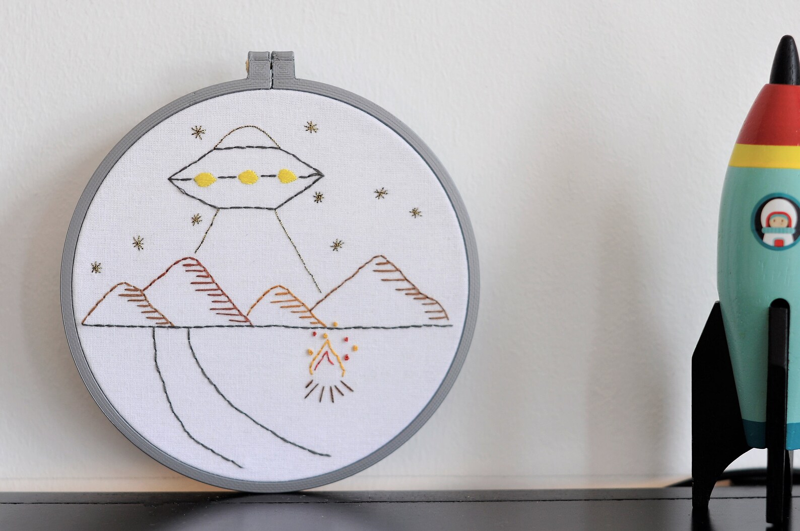 Alien UFO and Campfire Embroidery Pattern, Learn to Embroider Printable ...