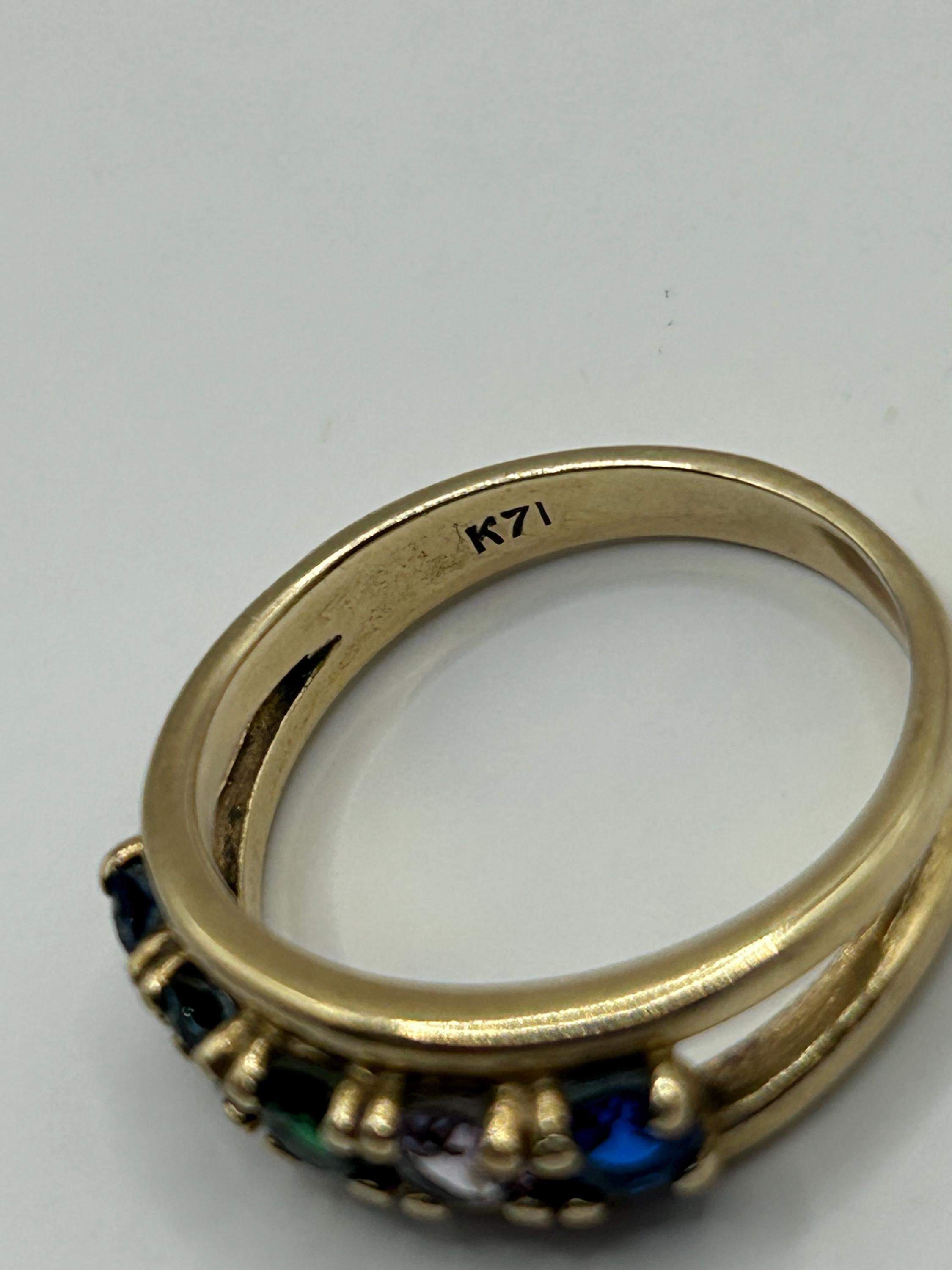 10K Yellow Gold Ladies 5 Gemstone Row Ring! #103. - Etsy