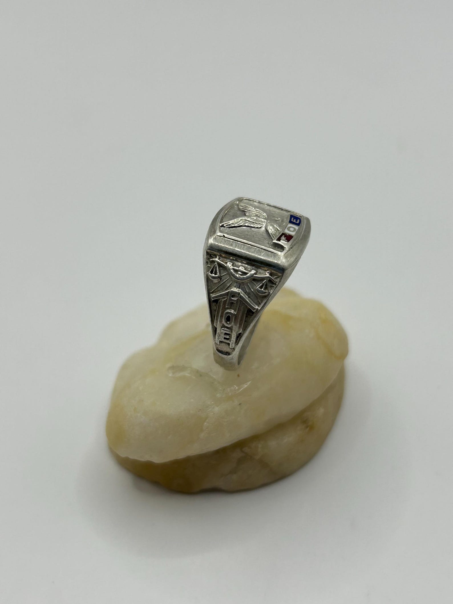 Fraternal Order of Eagles FOE Eagle Emblem Square Signet Sterling ...