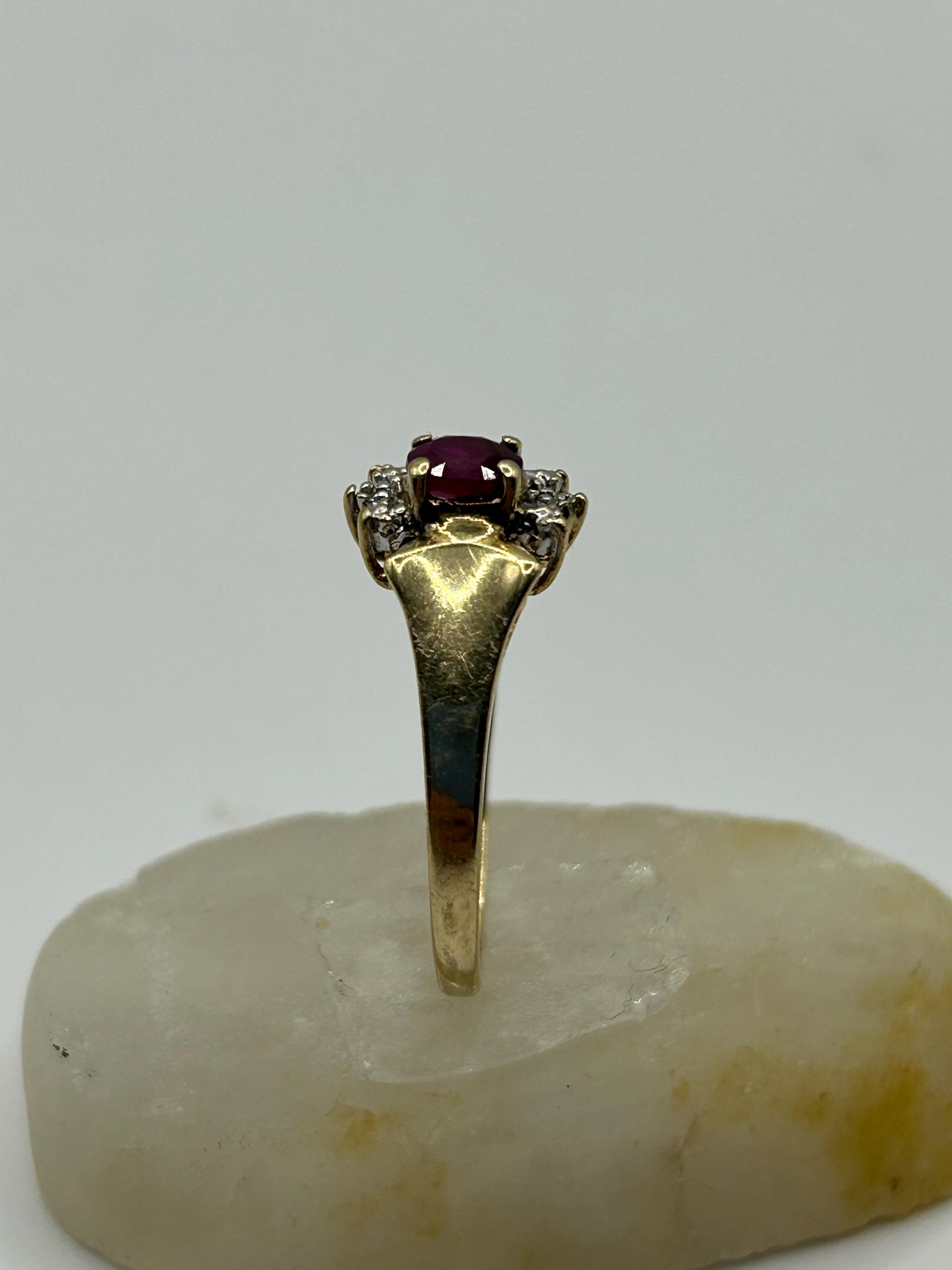 Vintage 10k Gold Ruby & Diamond Ring - Etsy