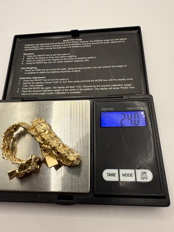 Heavy 14K Solid Gold Nugget Link Bracelet | 24g | 8.9… - Gem