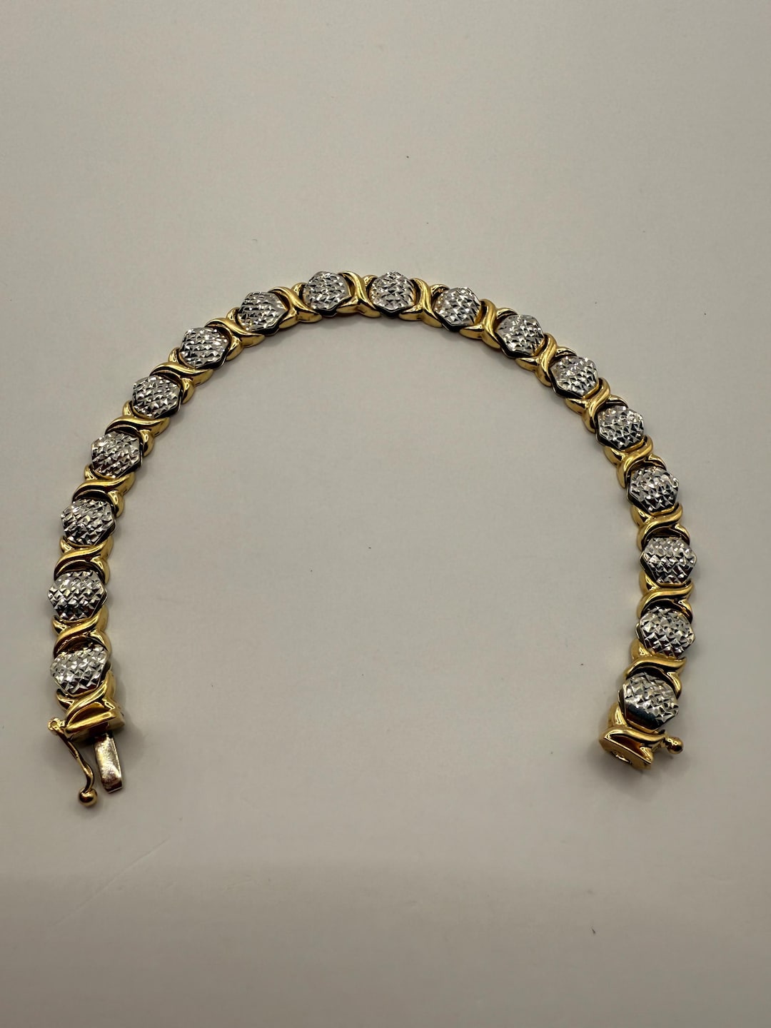 Elegant 14K Two-tone Gold Bracelet From Turkey – 9.4g – 7.5” – Textured ...