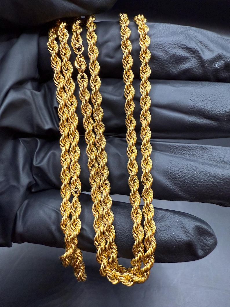 21K Solid Gold Rope Chain Necklace – Heavy Twist, 22 Inch.#283 - Etsy