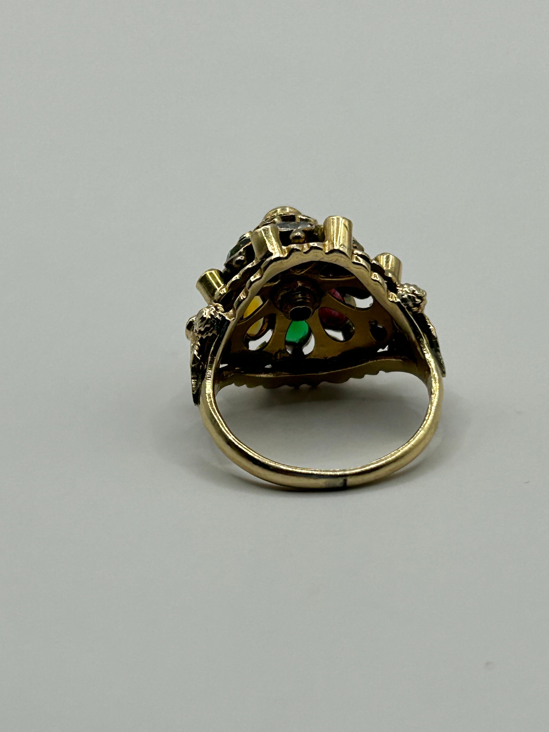 Vintage 18k Gold Princess Ring With Diamonds,sapphire, Ruby Etc. #76 ...