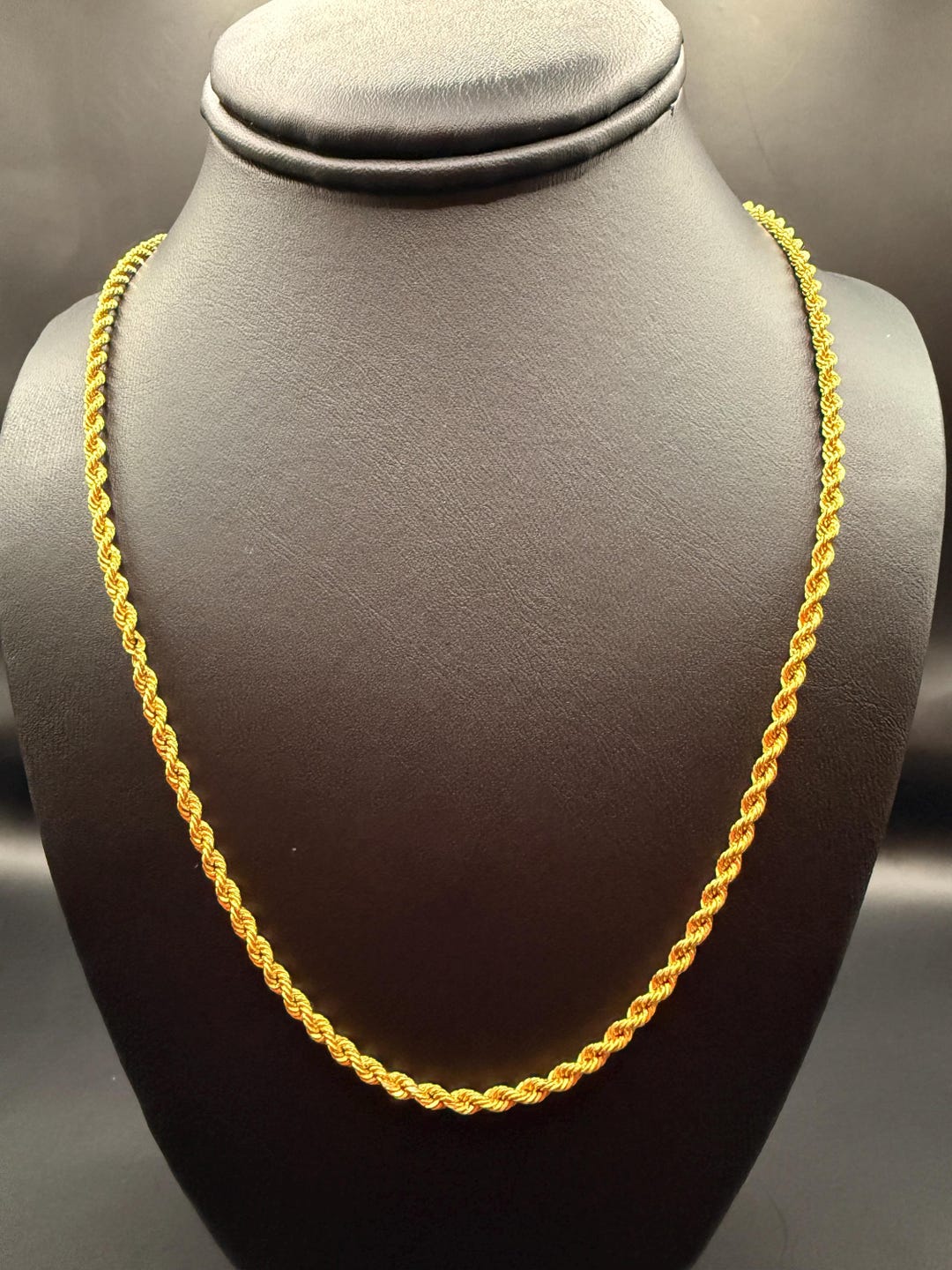 21K Solid Gold Rope Chain Necklace – Heavy Twist, 22 Inch.#283 - Etsy