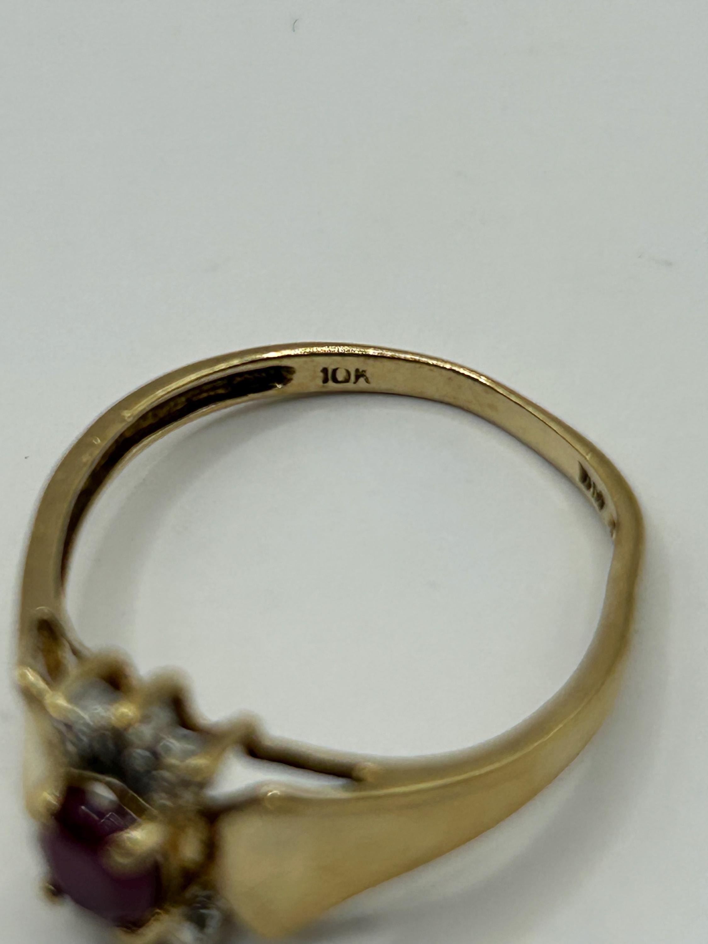 Vintage 10k Gold Ruby & Diamond Ring - Etsy