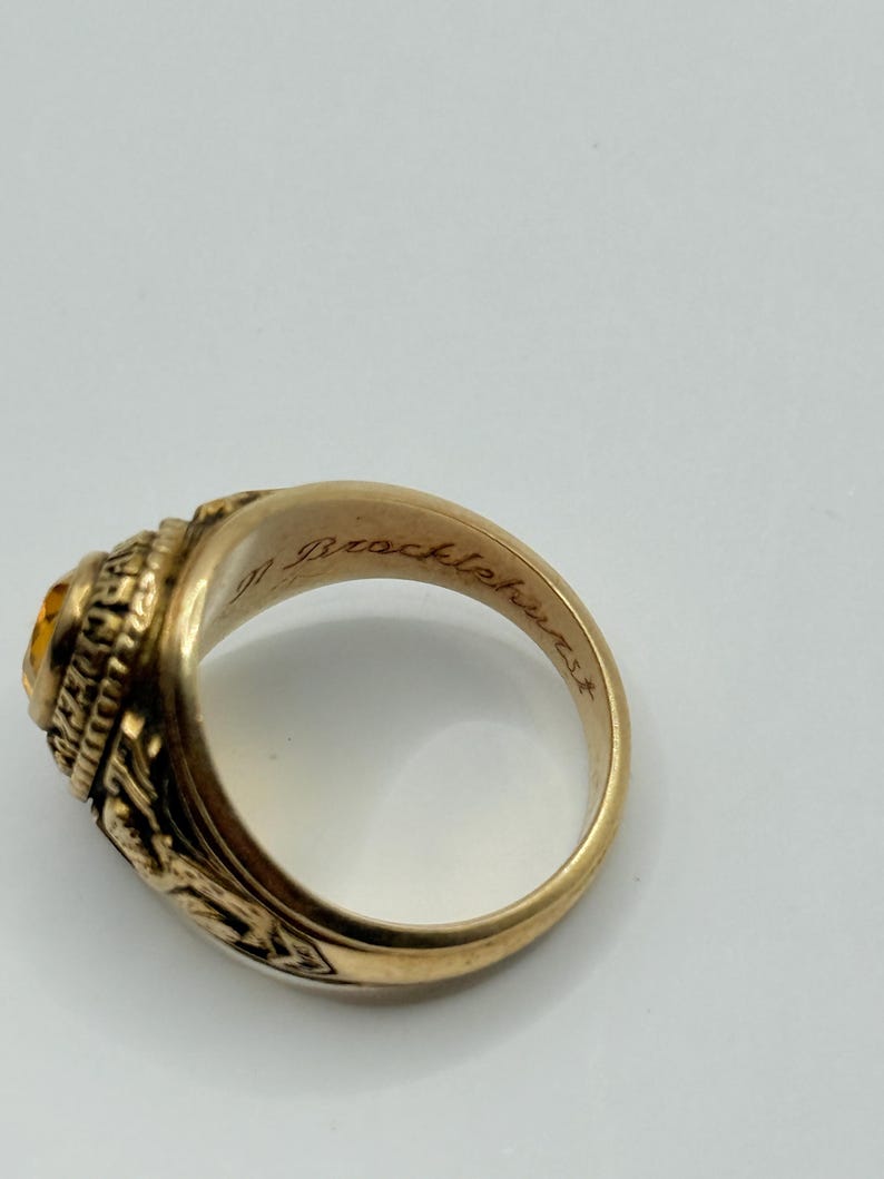 Vintage 1972 Beavercreek High School Class Ring: 10K Gold, Orange Stone ...