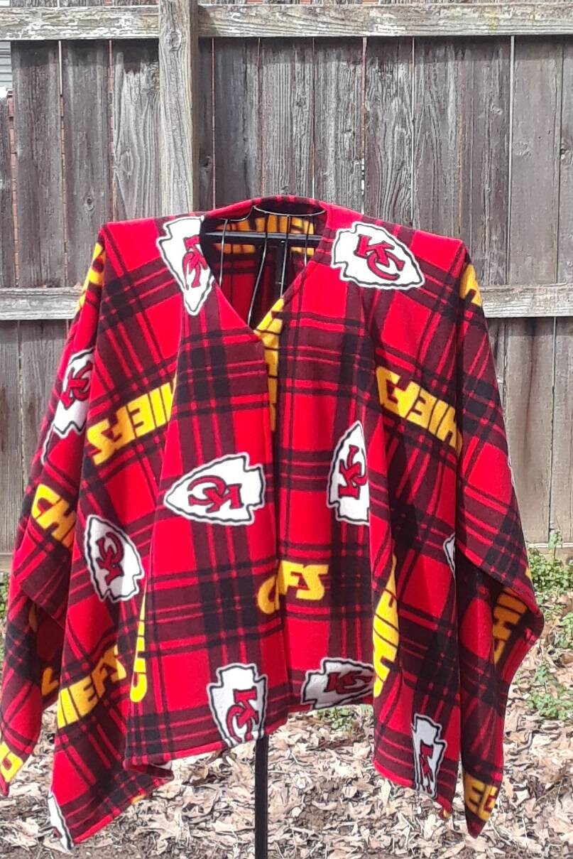 Kansas City Chiefs Shawl-plaid/helmet, NFL Kansas City Poncho, NFL ...