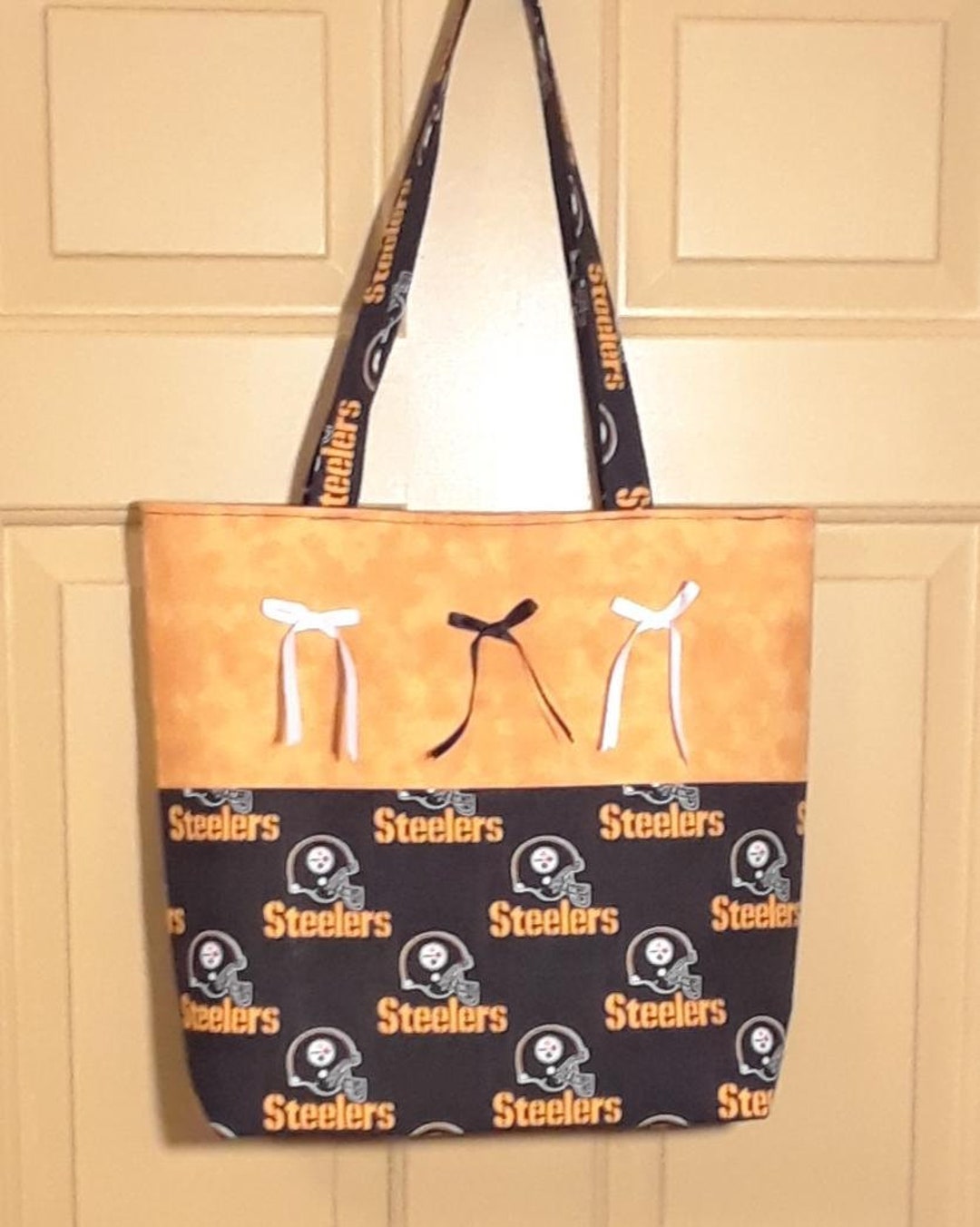 NFL Pittsburgh Steelers Tote With Ribbon Bows, NFL Pittsburgh Steelers ...