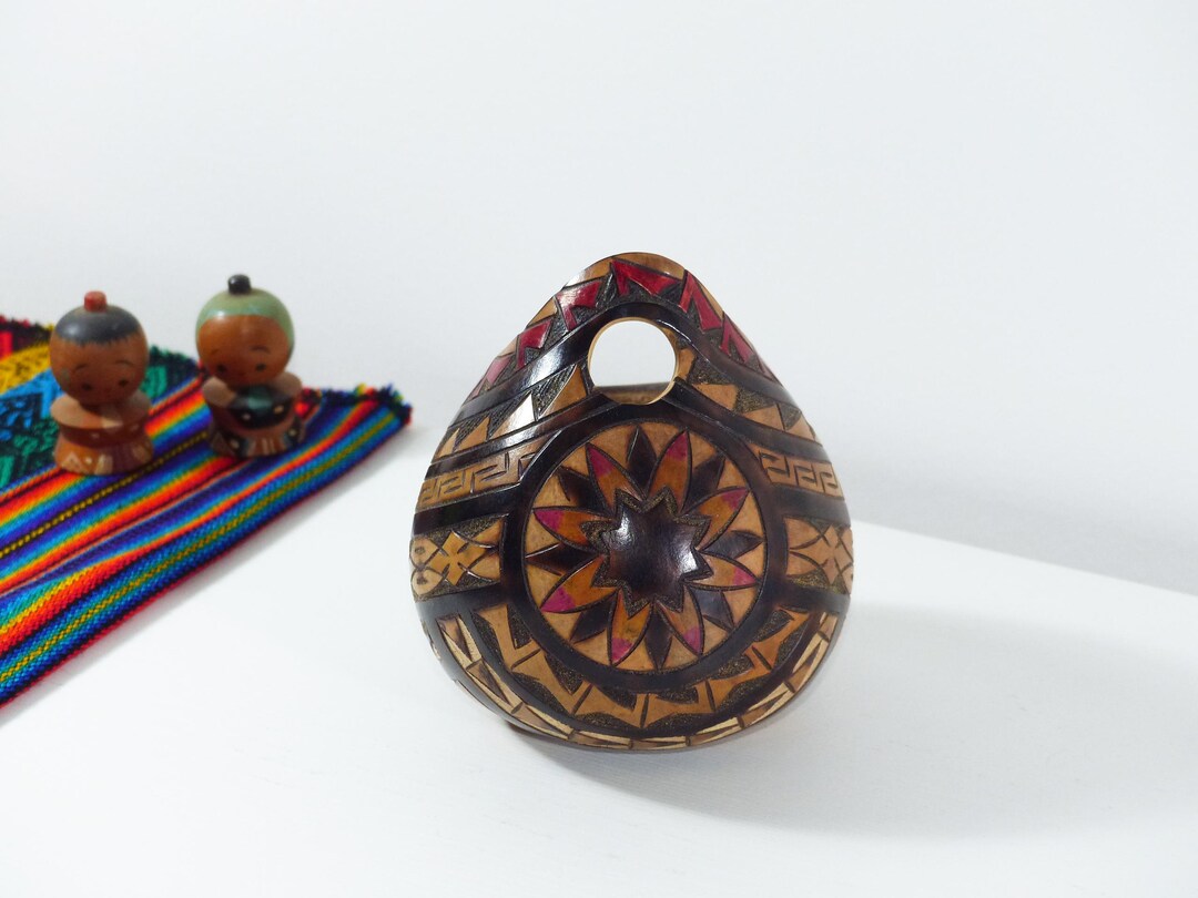 Unique Hand Carved Yerba Mate Gourd With Bombilla Hole - Includes 2 ...