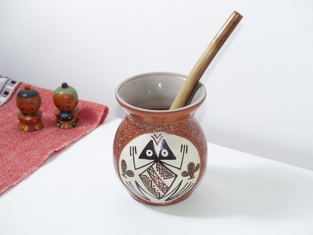 Argenthings Clay Yerba Mate Gourd - Includes 2 Straws Bombillas ...