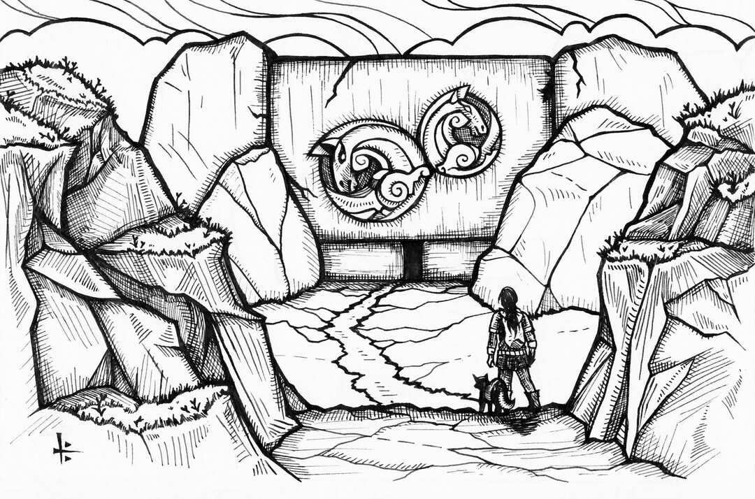 Gigantic Pen and Ink Drawing Black and White Illustration Art Print - Etsy