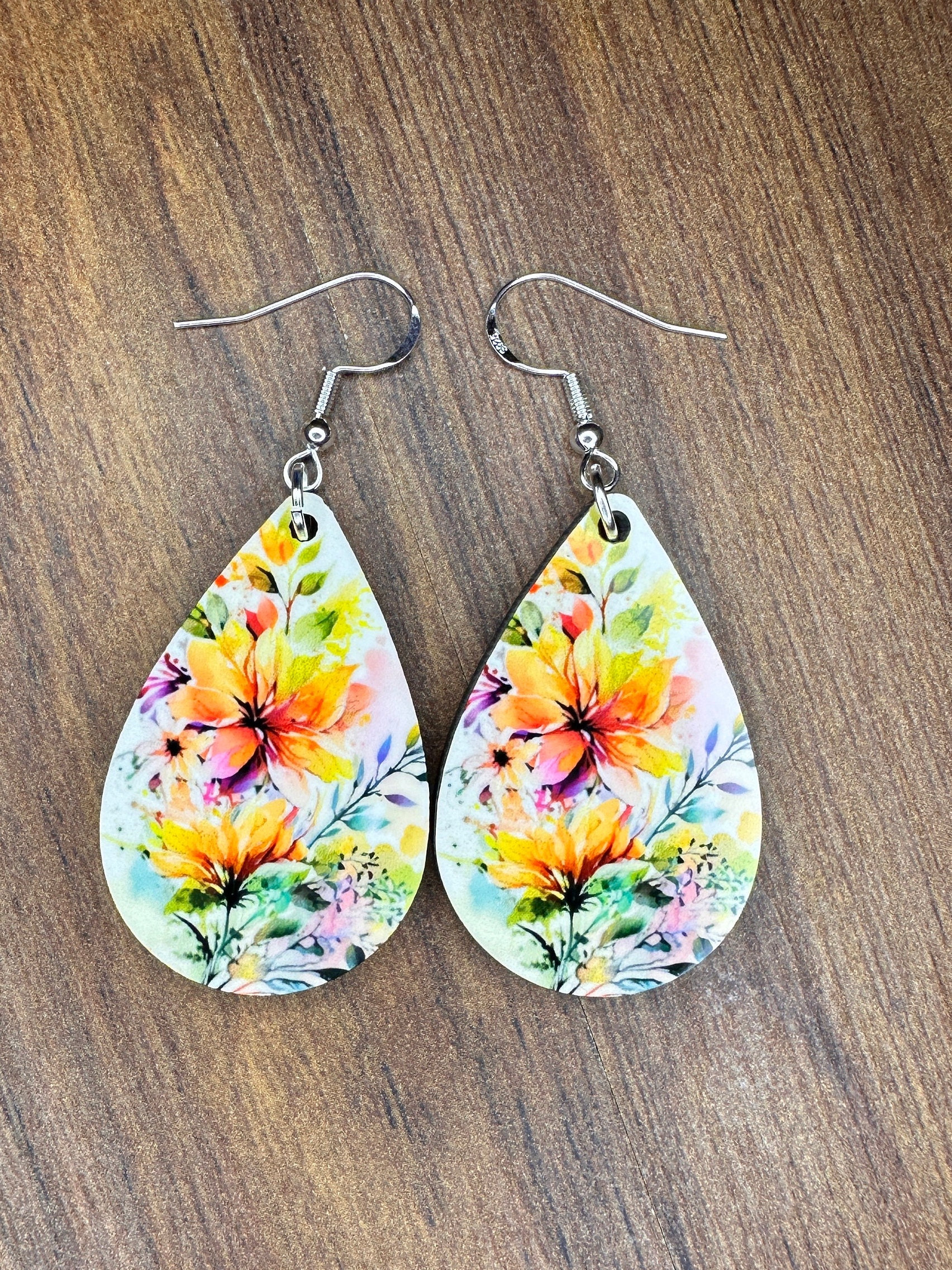 Warm Spring Flowers, Pierced Earrings, Permanent Design, Silver or Gold ...