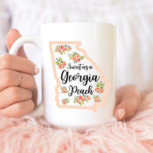 Sweet as a Georgia Peach Coffee Mug | Southern Gifts | Ceramic Georgia ...