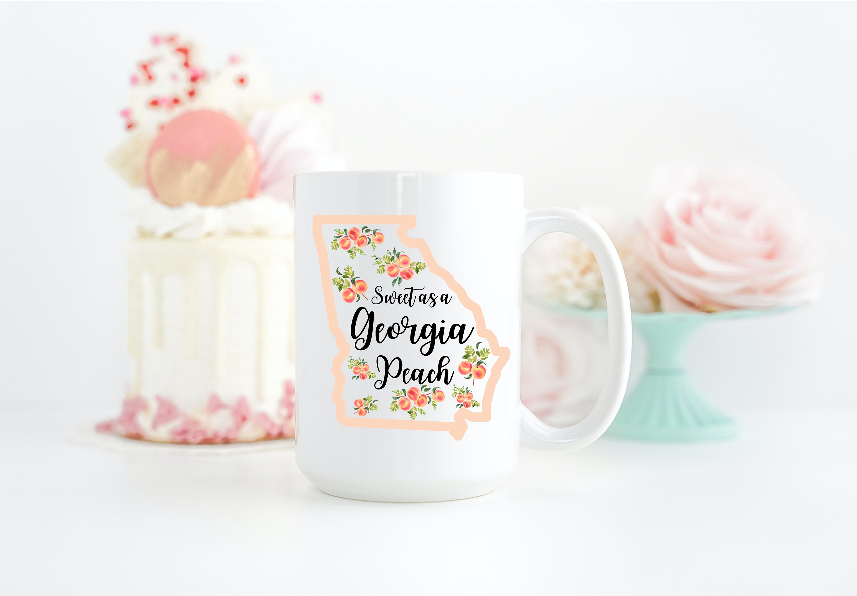 Sweet as a Georgia Peach Coffee Mug | Southern Gifts | Ceramic Georgia ...