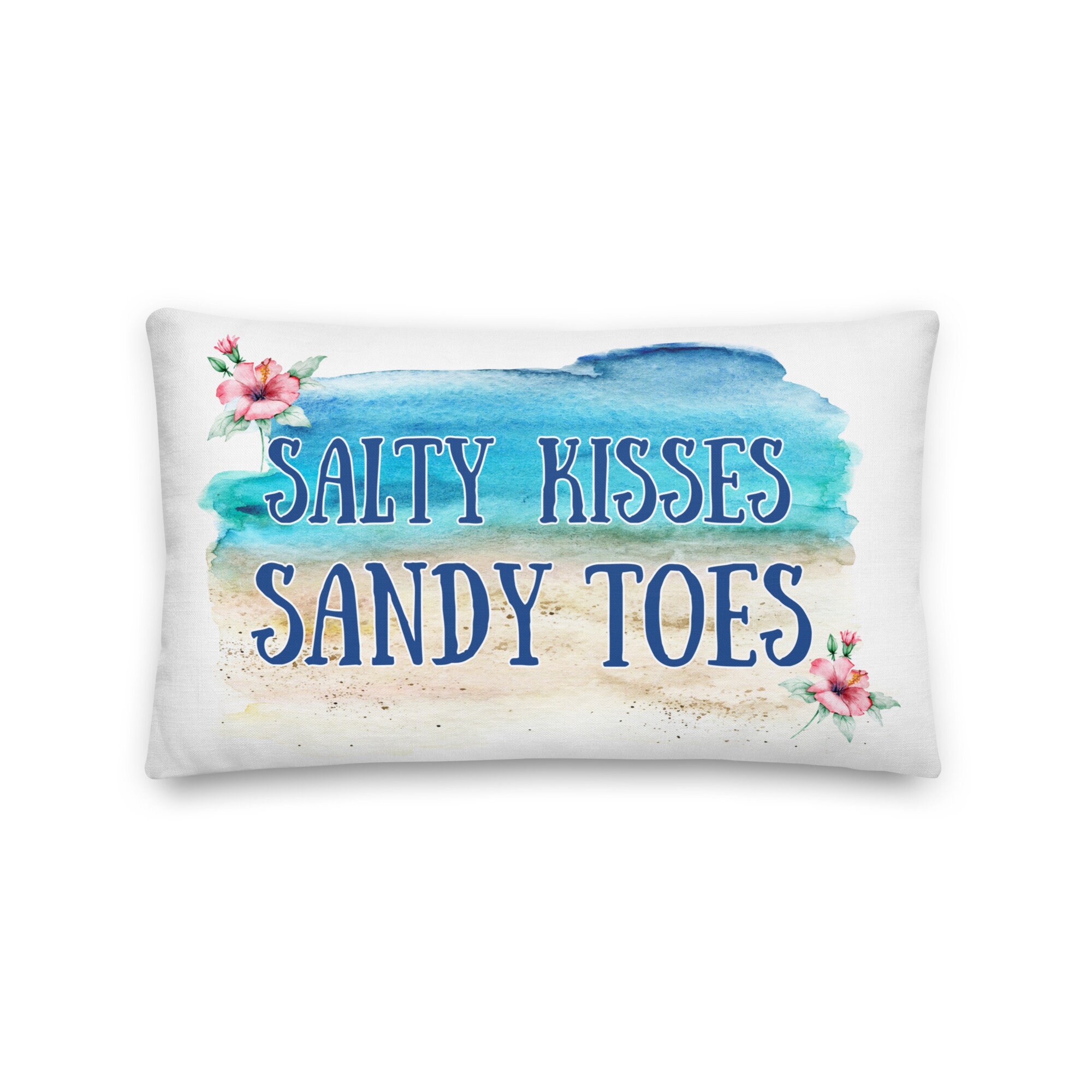 Salty Kisses and Sandy Toes Beach Pillow | Beach House Decor | Colorful ...