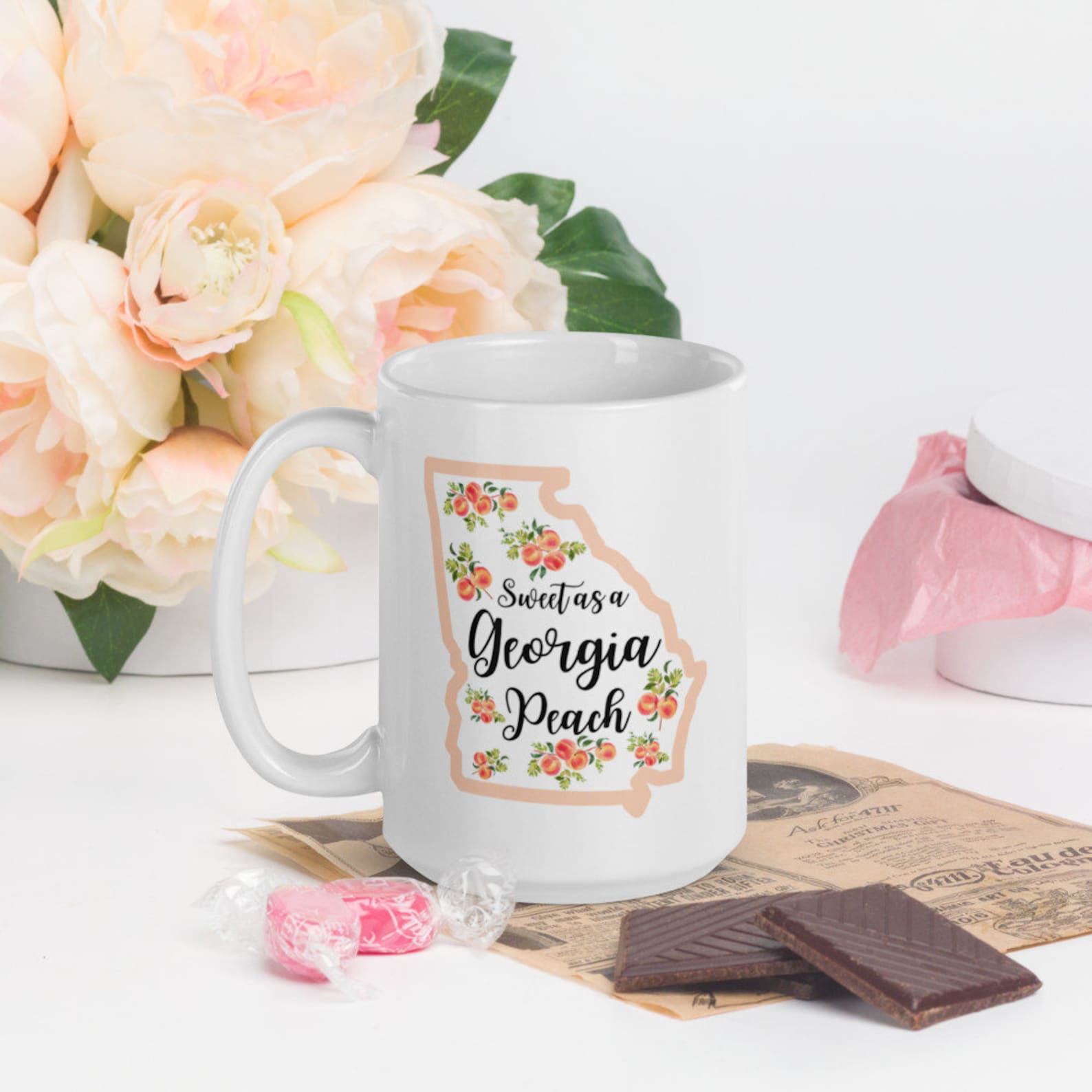 Sweet as a Georgia Peach Coffee Mug | Southern Gifts | Ceramic Georgia ...