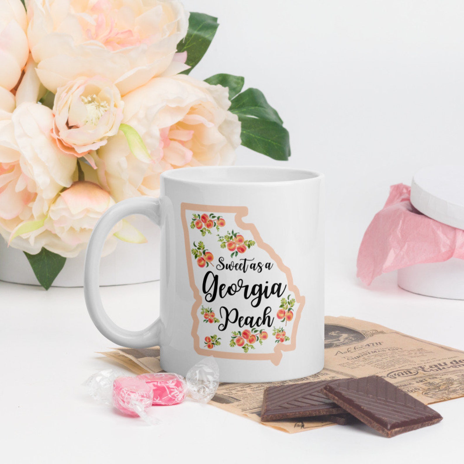 Sweet as a Georgia Peach Coffee Mug | Southern Gifts | Ceramic Georgia ...