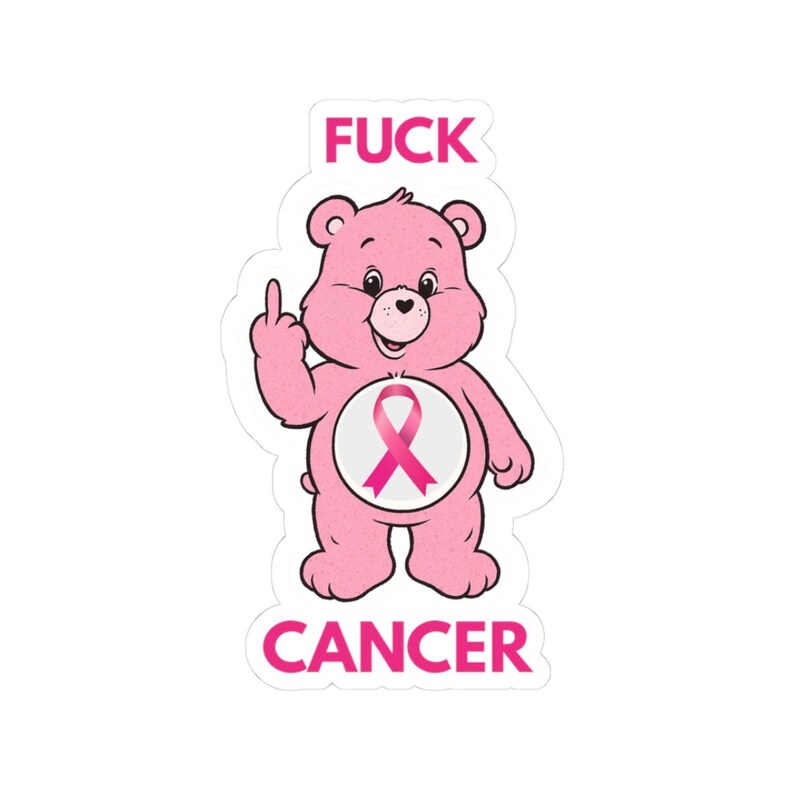 Bold Cancer Awareness Kiss-cut Stickers, Funny Pink Bear Design ...