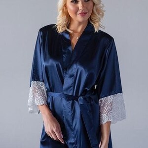 Navy Lace Robe Bride Robe Bridesmaid Robes Bridesmaid - Etsy