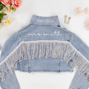 Personalized Mrs Denim Jacket, Custom Mrs Fringe Jacket, Customized ...